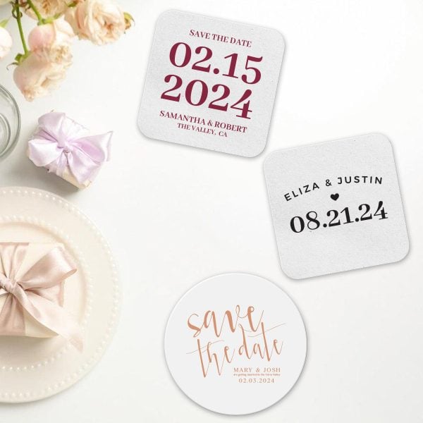 Save The Date Coasters | Personalized Wedding Favor